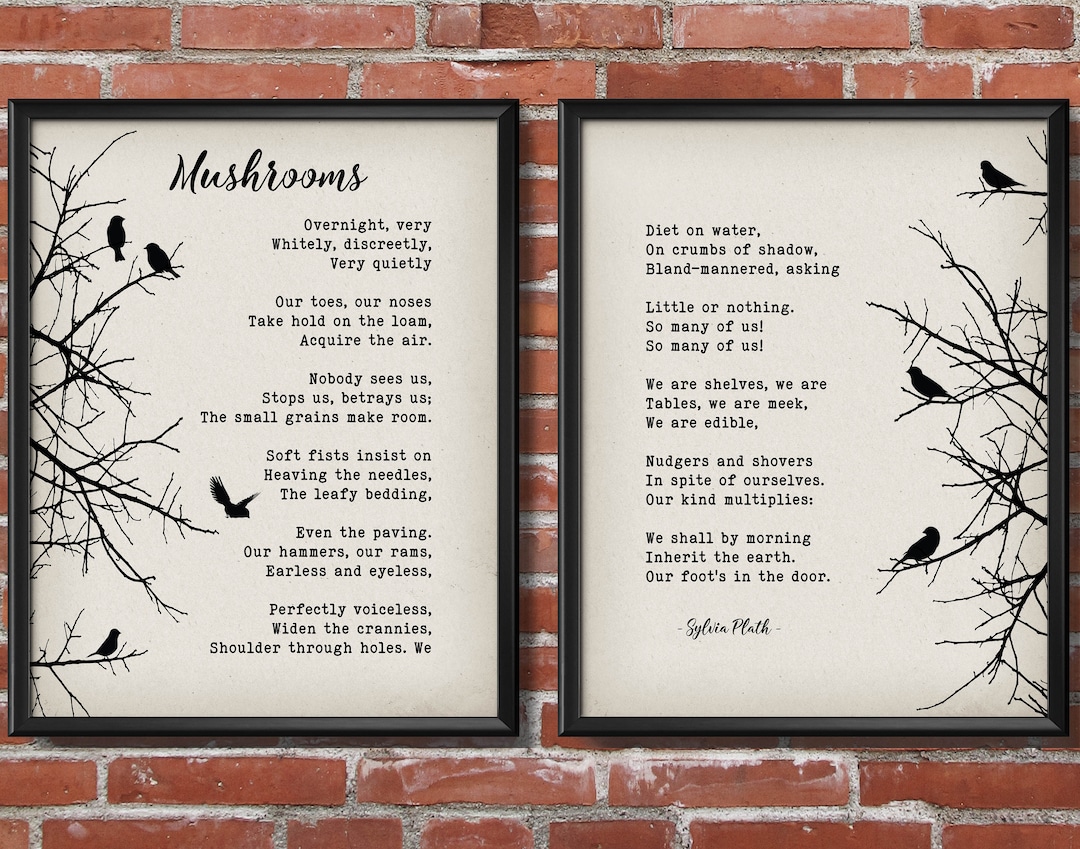 Mushrooms By Sylvia Plath Poem Print Lyrics Art Verse Poster Etsy
