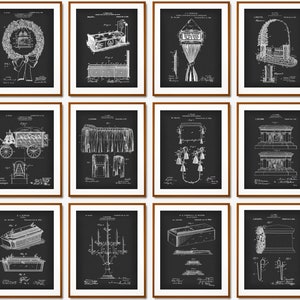 12 Funeral Service Patent Prints Exequies Blueprint Coffin Patent ...