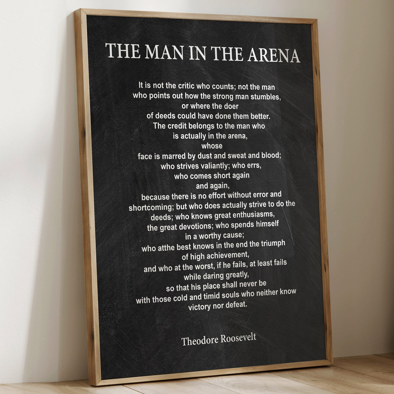 The Man in the Arena Quote by Theodore Roosevelt Speech Poster ...