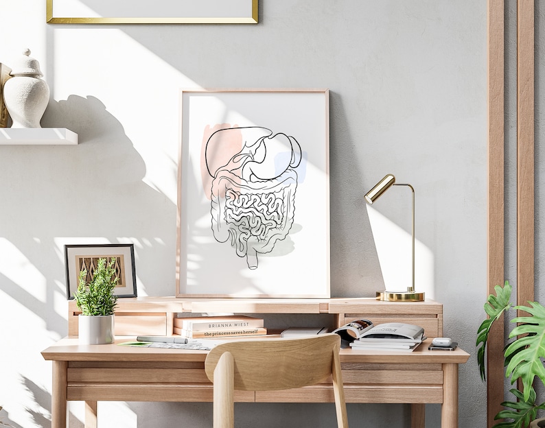 Digestive System Art Anatomy Art Gastroenterologist Gift Medical ...