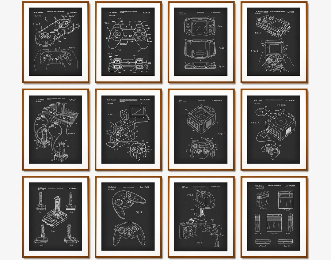 12 First Videogame Patent Prints Eectronic Game Blueprint Computer Game ...