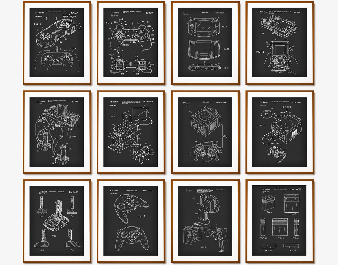 Buy 12 First Videogame Patent Prints Eectronic Game Blueprint Computer ...