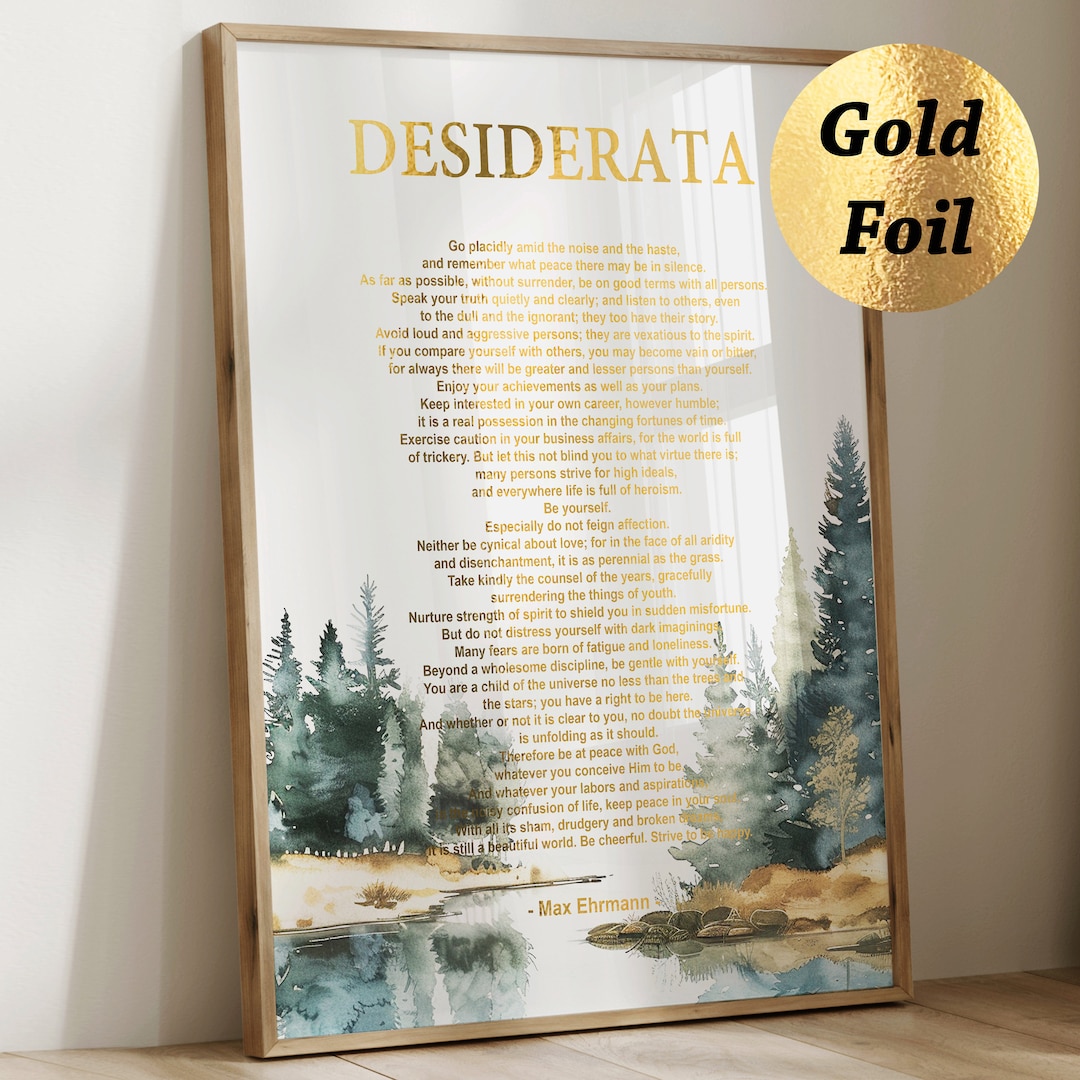 Desiderata by Max Ehrmann Poem Art Classic Literature Poster Famous ...