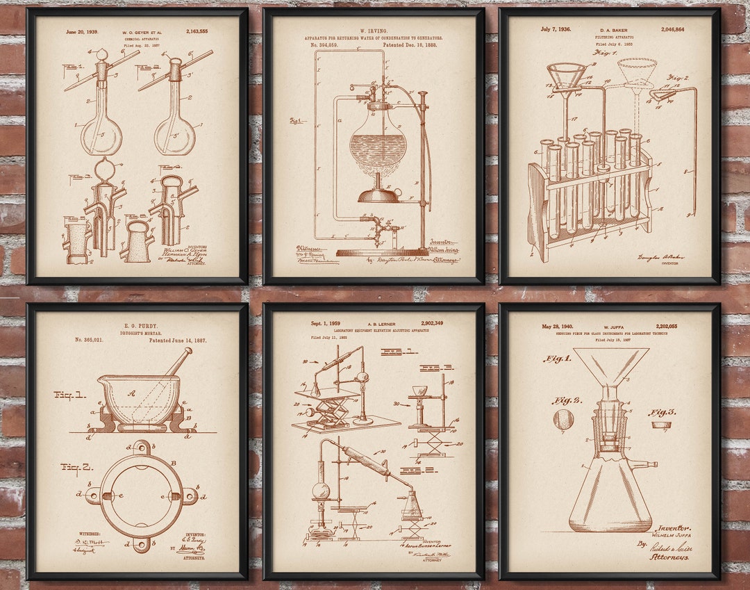 6 Pharmacist Gift, Vintage Laboratory Equipment Patent Posters ...