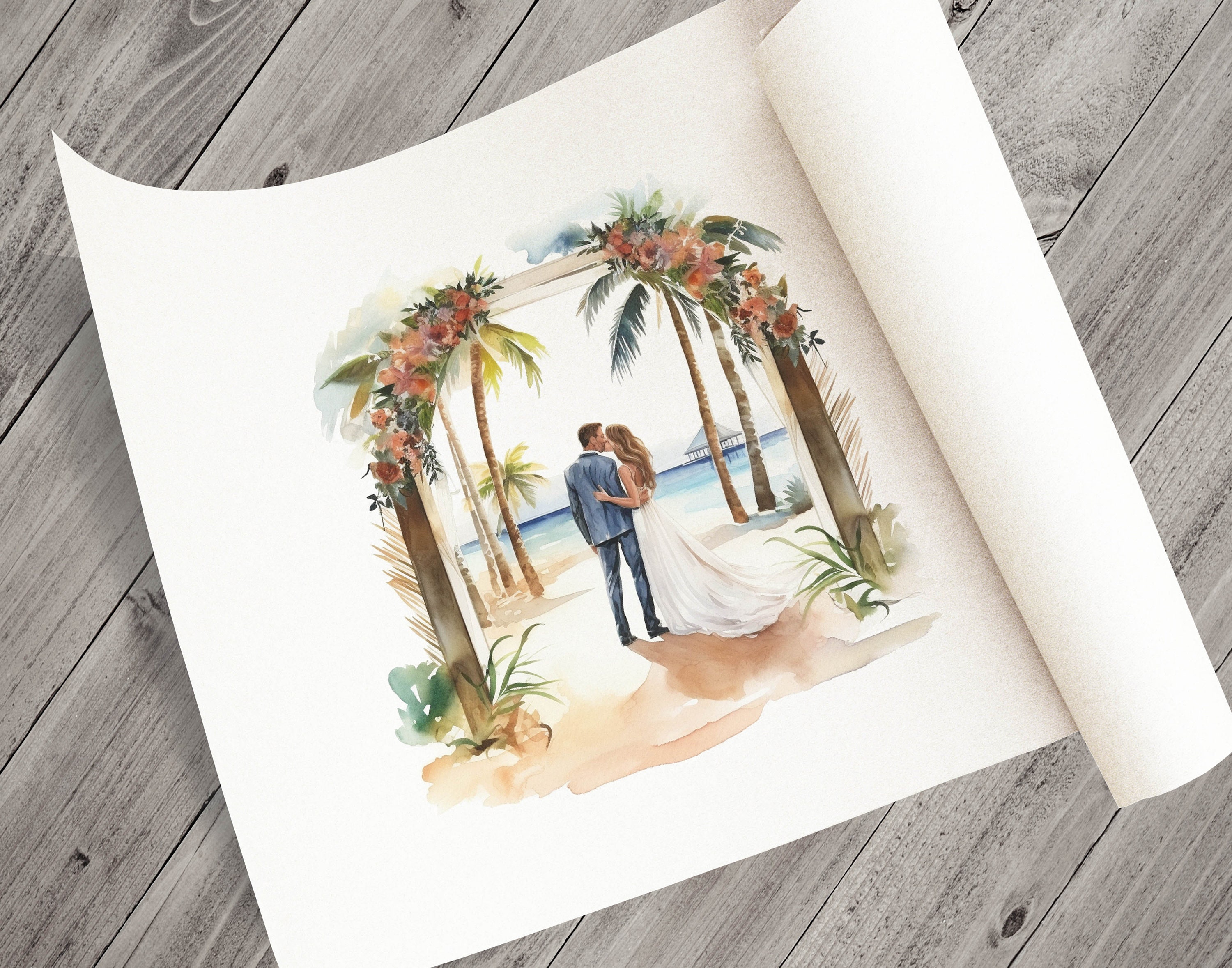 5 Beach Wedding Ceremony Clipart Bride and Groom Clipart - Etsy