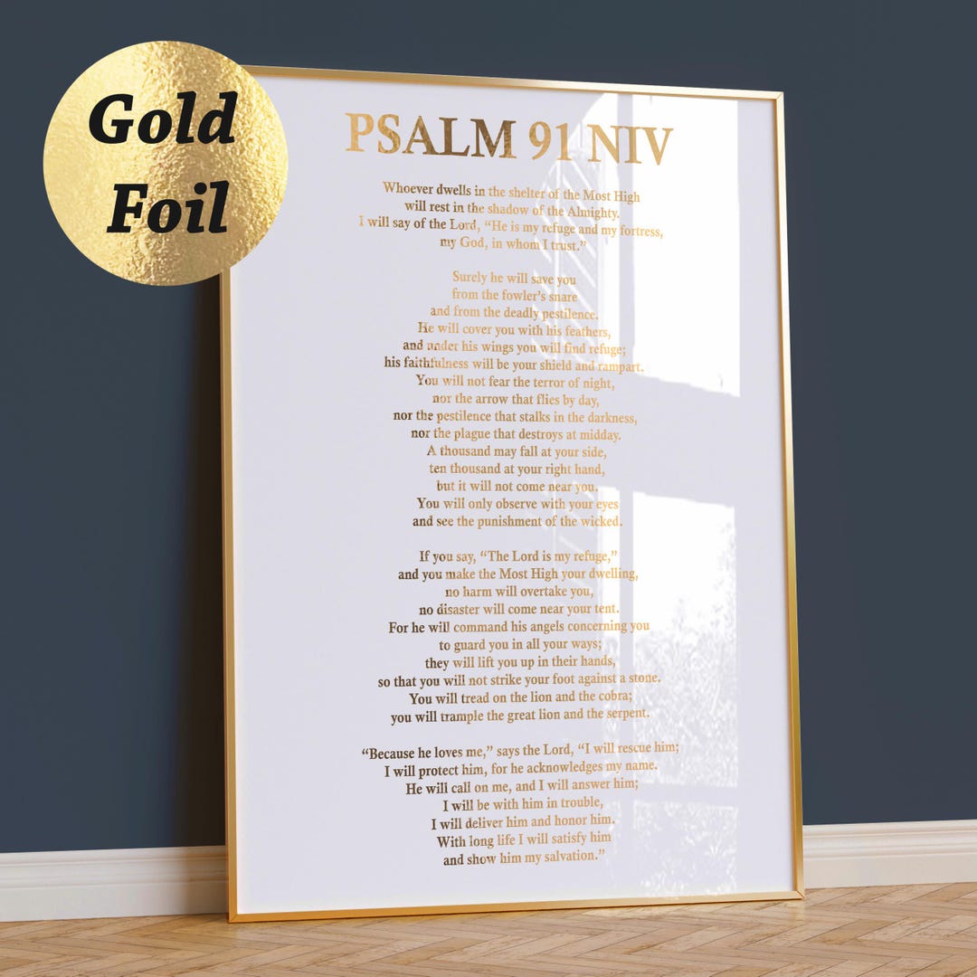 Psalm 91 NIV Poster Christian Gift Prayer Art Bible Art Religious Decor ...