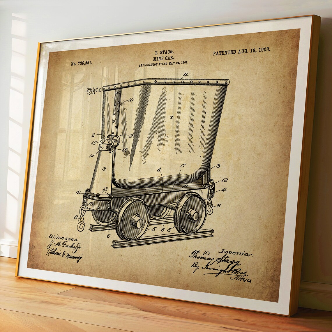 4 Vintage Gold Mining Patent Prints Prospecting Blueprint Klondike Art ...
