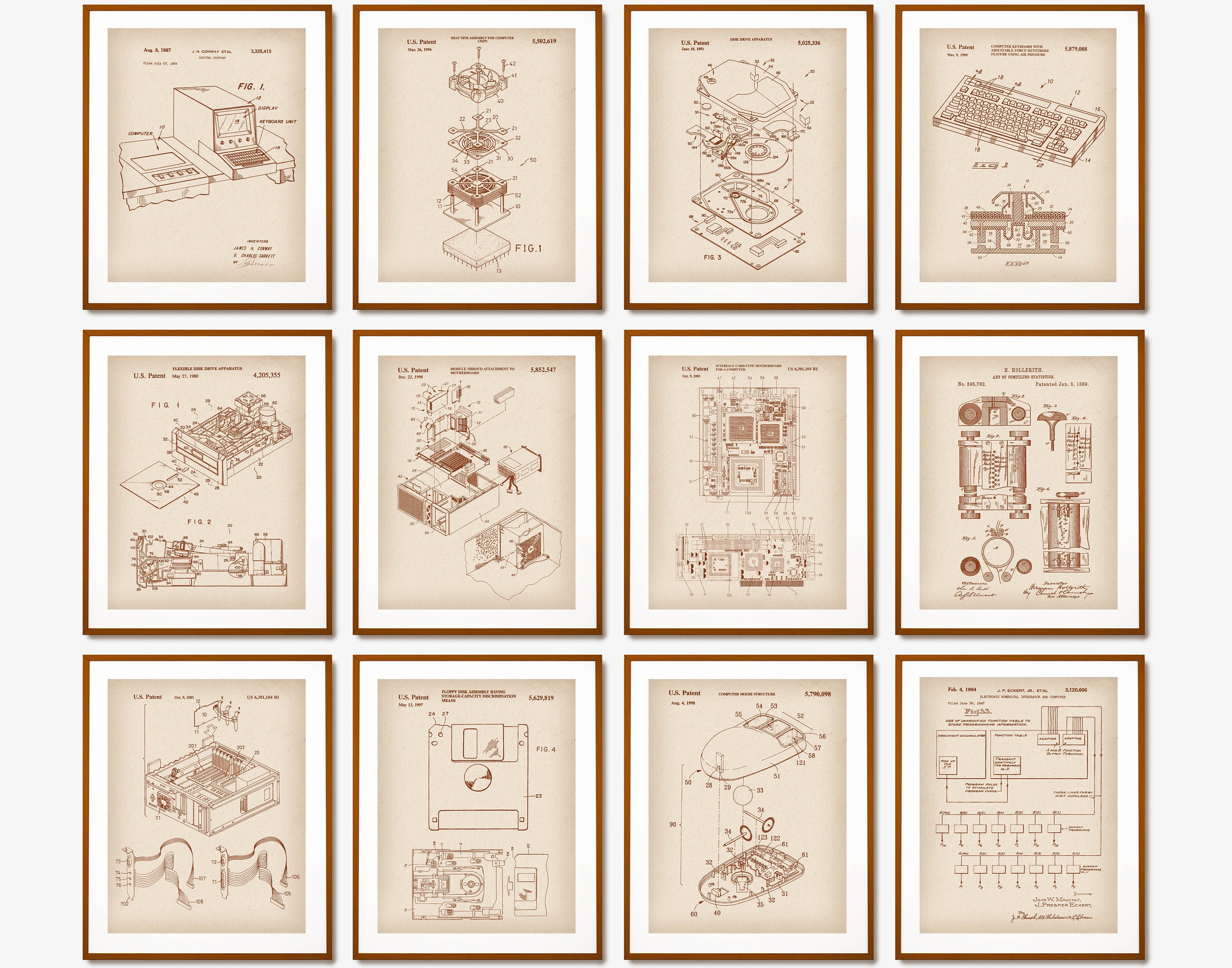 12 Vintage First Computer Patent Prints PC Computer Blueprint Desktop ...