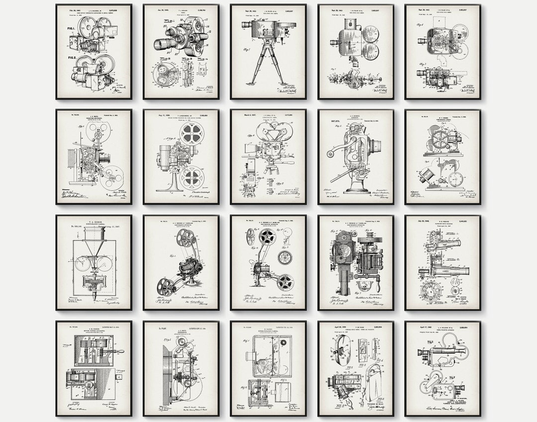 20 Vintage Movie Camera Patent Prints Cinematograph Art Film Camera ...