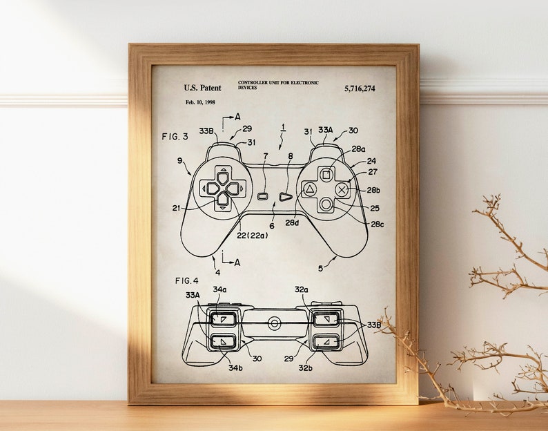 8 First Video Game Patent Prints Vintage Computer Game Blueprint ...