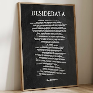 Desiderata Poem by Max Ehrmann Poster Classic Literature Verse Art ...