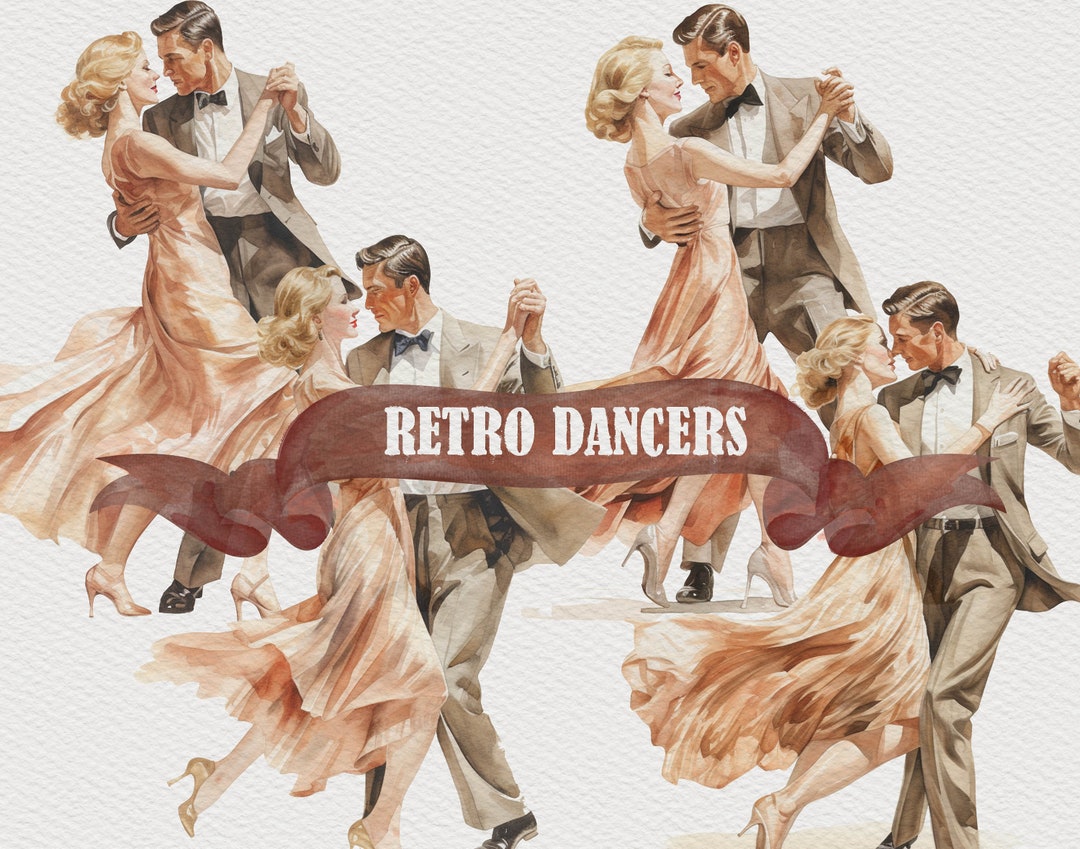 4 Retro Dancers Clipart Couple Clipart Bride and Groom Clipart Dancing ...