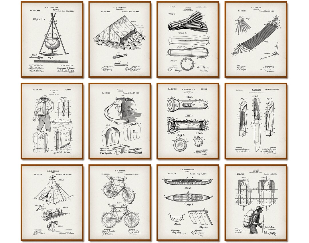 12 Tourism Patent Prints Camping Blueprint Travelling Patent - Etsy