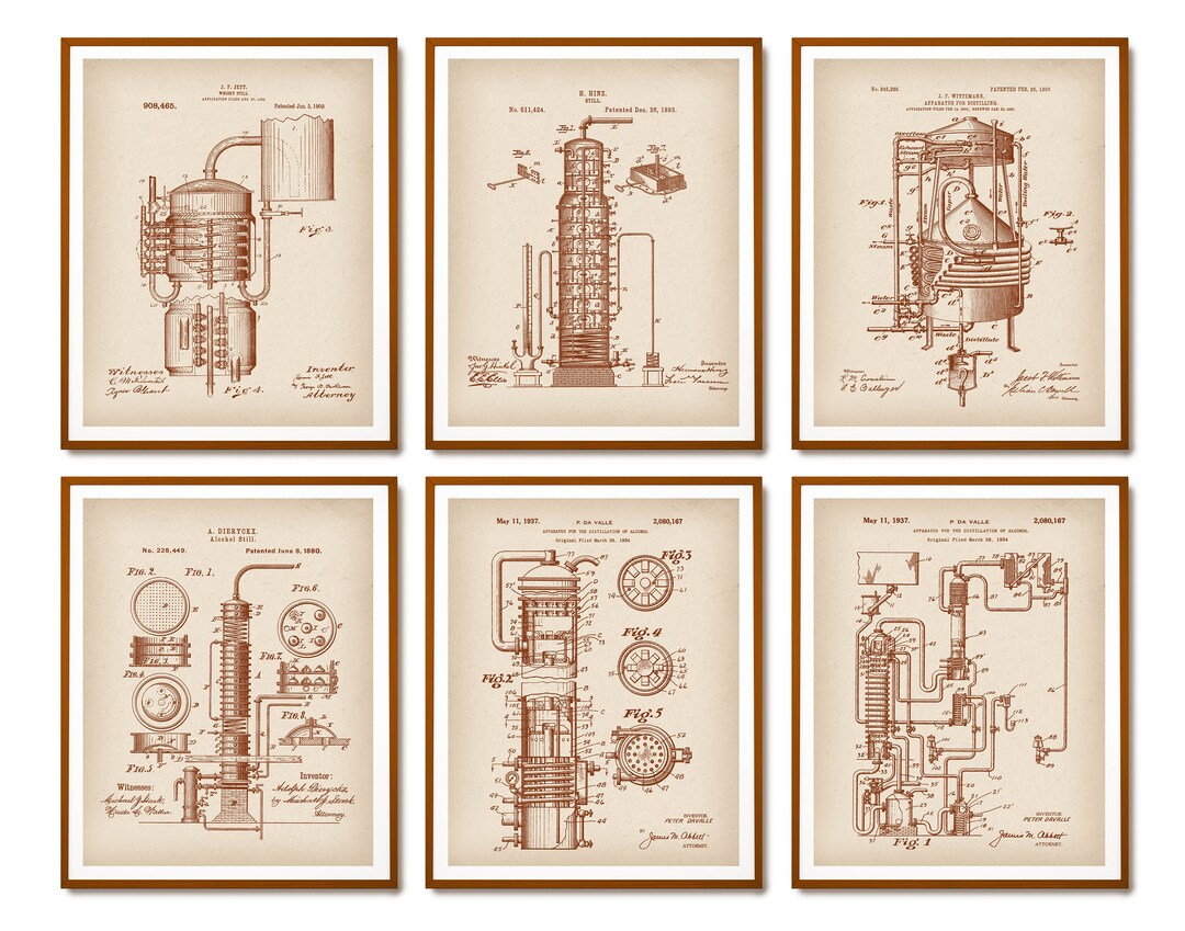 6 Whisky Still Patent Prints Distilling Equipment Blueprint Whiskey ...