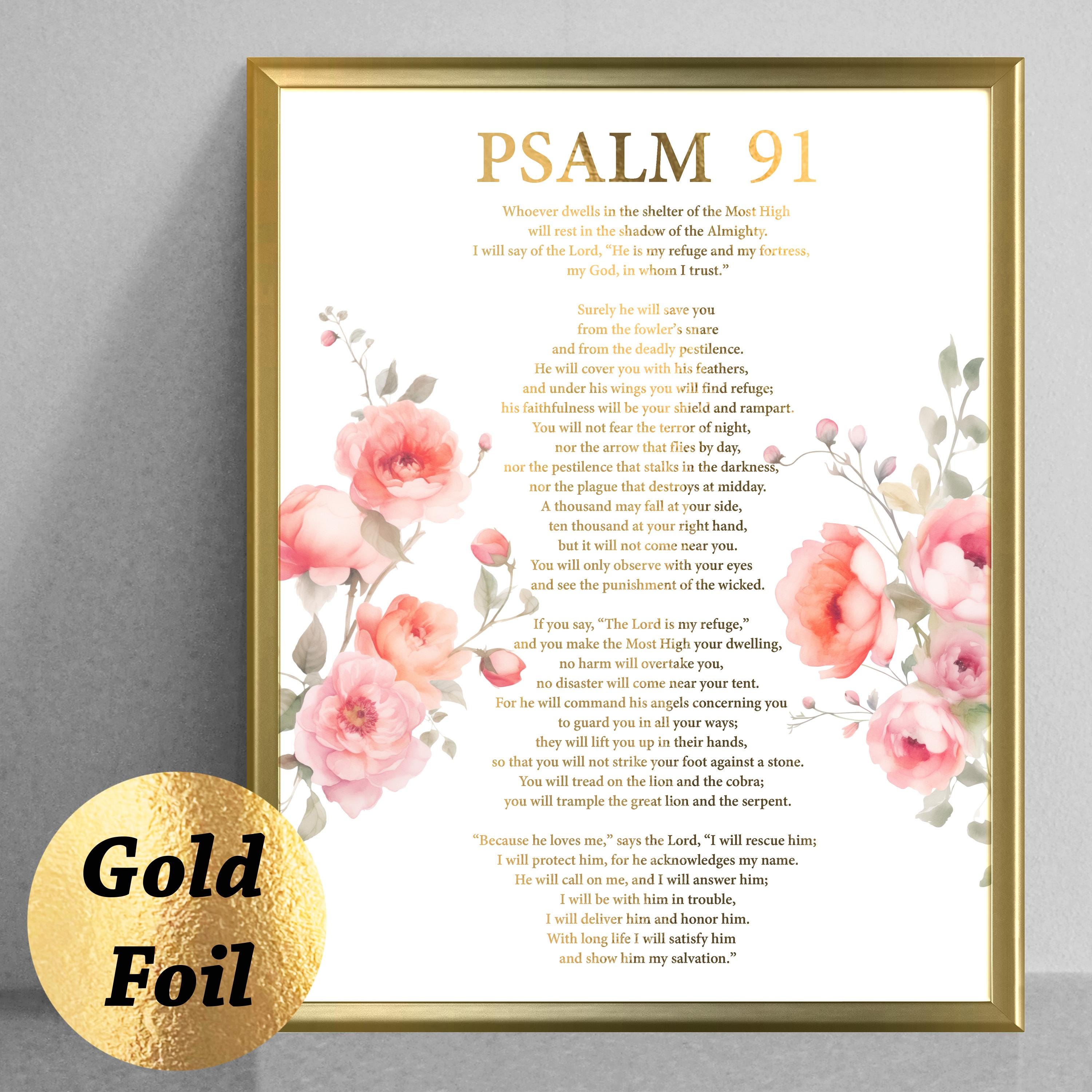 Psalm 91 Wall Art Christian Prayer Poster Bible Verse Religious Decor ...