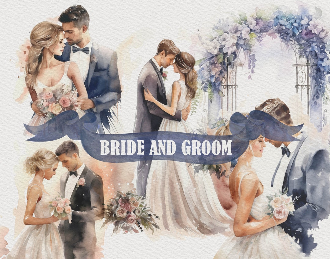 5 Wedding Ceremony Clipart Watercolor Bride and Groom Wedding Arch ...