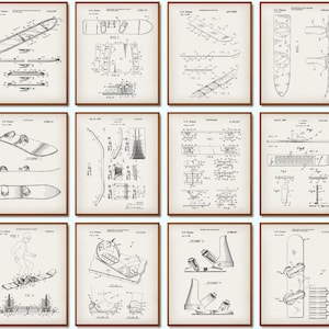 12 Snowboarding Patent Prints Snow Board Blueprint Snowboard Scheme ...