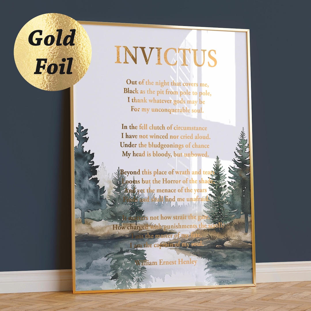 Invictus Poem William Ernest Henley Poem Art Classic Literature Poem ...