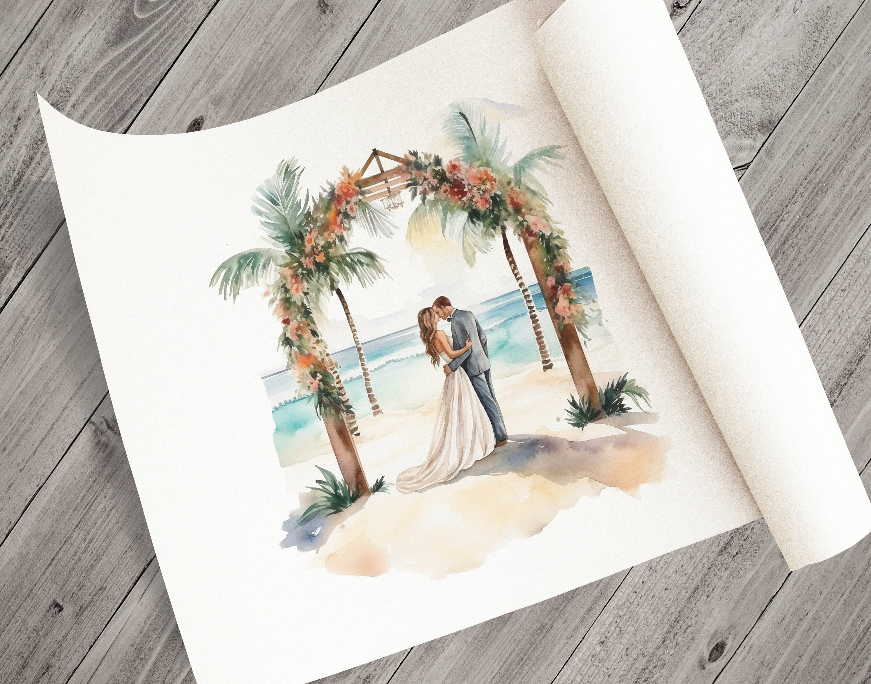 5 Beach Wedding Ceremony Clipart Bride and Groom Clipart - Etsy