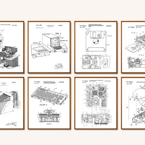 8 First Computer Patent Prints PC Blueprint Programmer Gift IT ...