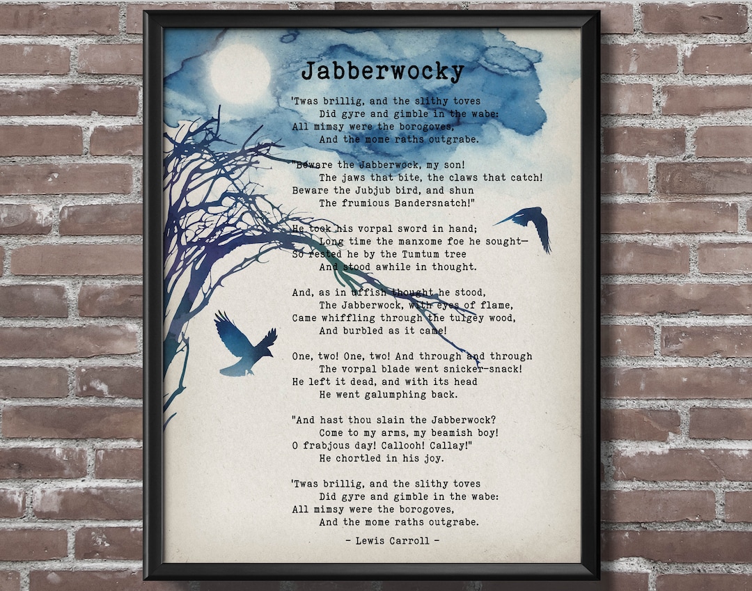 Jabberwocky by Lewis Carroll Poem Art Alice in Wonderland Poem ...