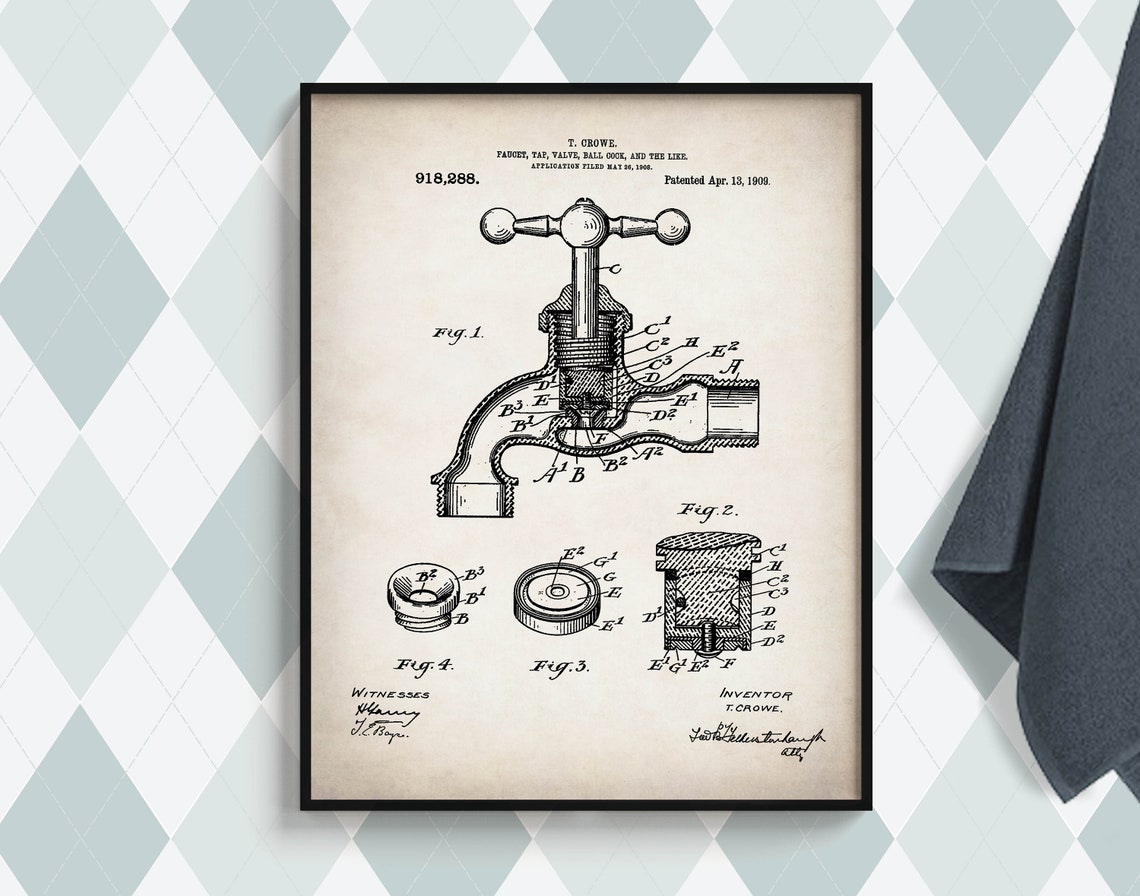 8 Bathroom Patent Prints Bath Blueprint Toothbrush Scheme Poster ...