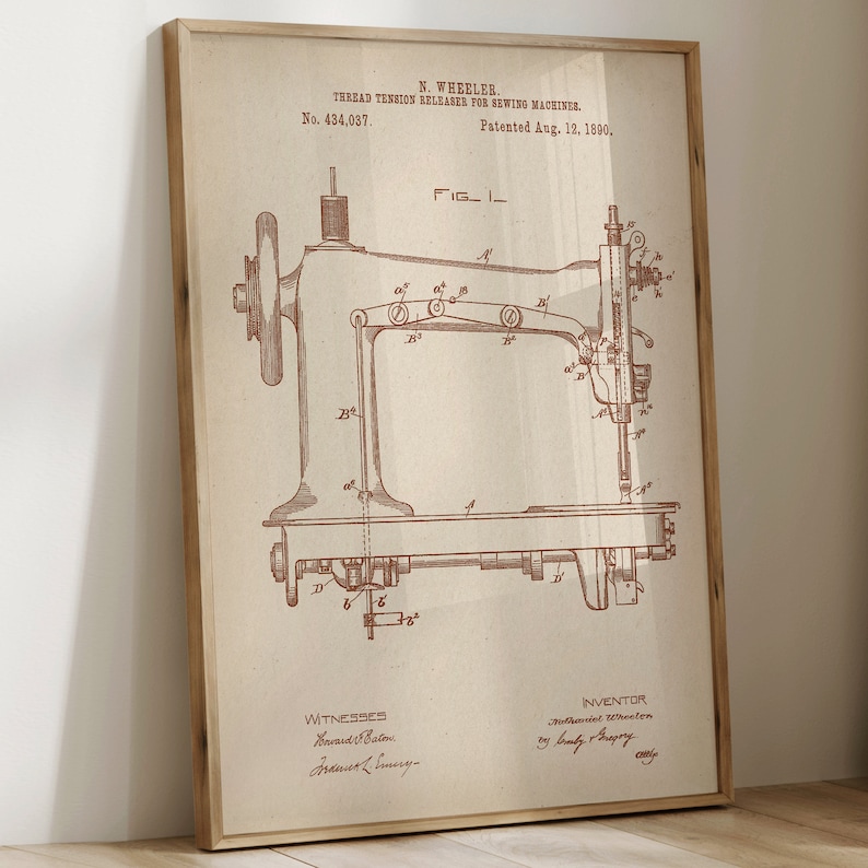 3 Sewing Blueprints Vintage Crafting Patent Prints Sewing Machine Art ...