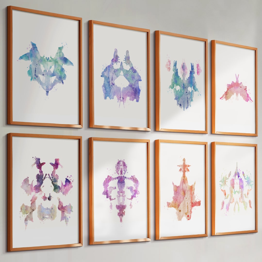 8 Rorschach Test Prints, Rorschach Inkblots Cards, Psychiatry Test ...