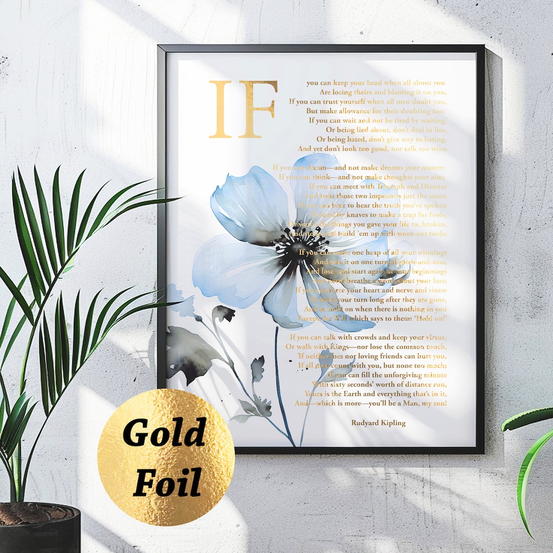 If Poem Art, Rudyard Kipling Poem, Verse Poster, Lyrics Art, Poetry Art ...