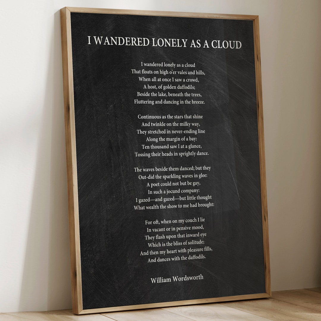 I Wandered Lonely as a Cloud William Wordsworth Poem Literature Verse ...