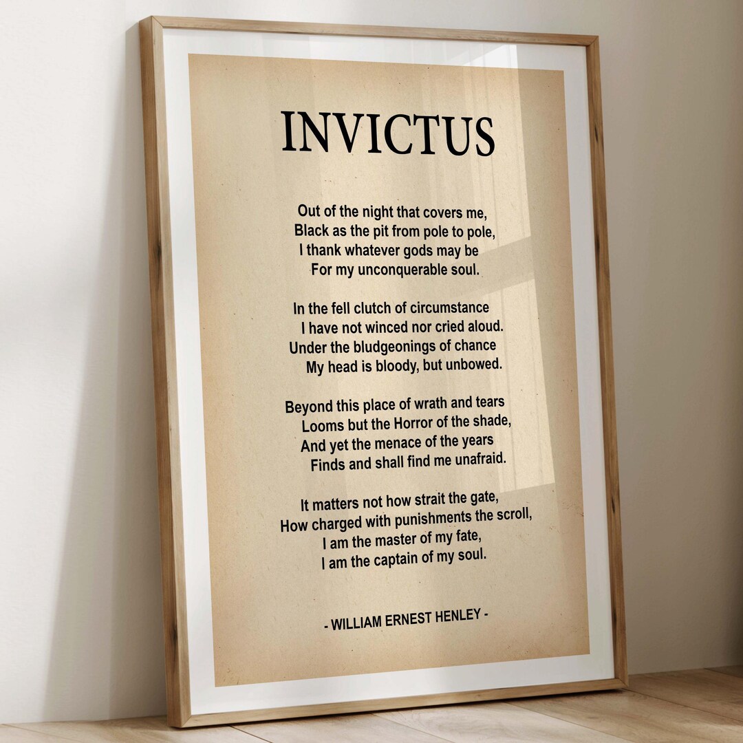 Invictus Poem William Ernest Henley Poem Art Famous Poem Print ...