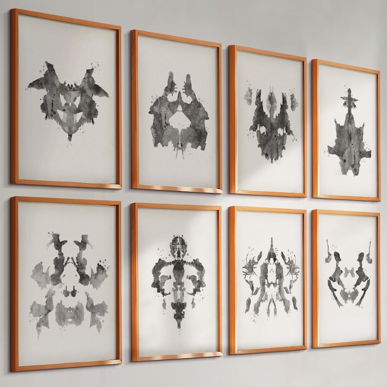 Set 8 Vintage Rorschach Test Posters Watercolor Inkblot Test Psychiatry ...