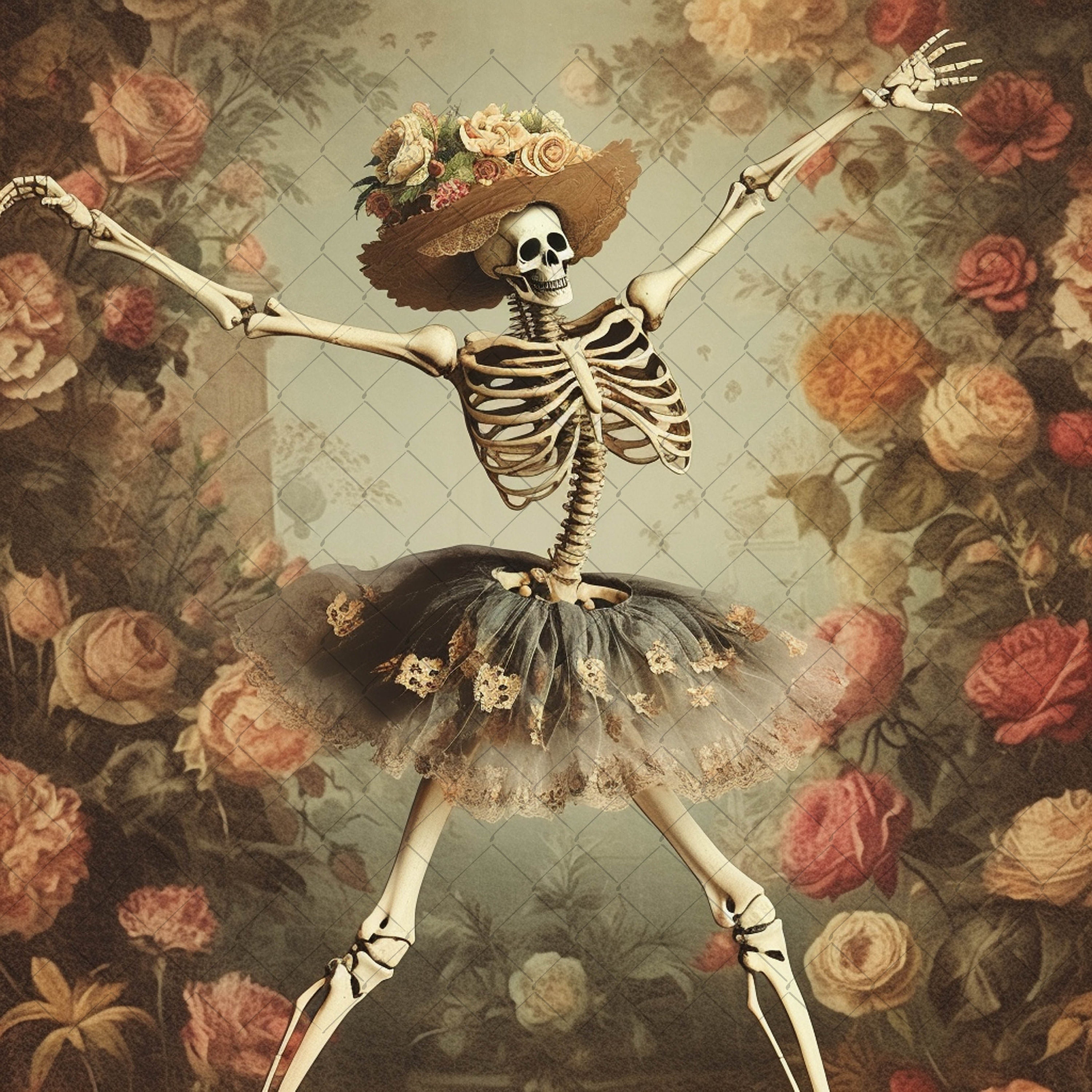 8 Vintage Dancing Skeleton Clipart Gothic Clipart Singing Skeleton ...