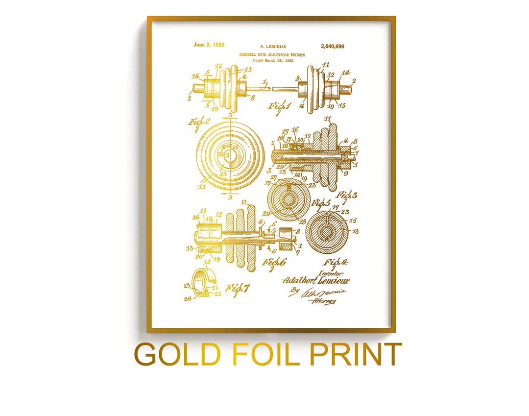 Dumbbell Patent Print Gym Blueprint Sport Patent Weight Lifting Patent ...