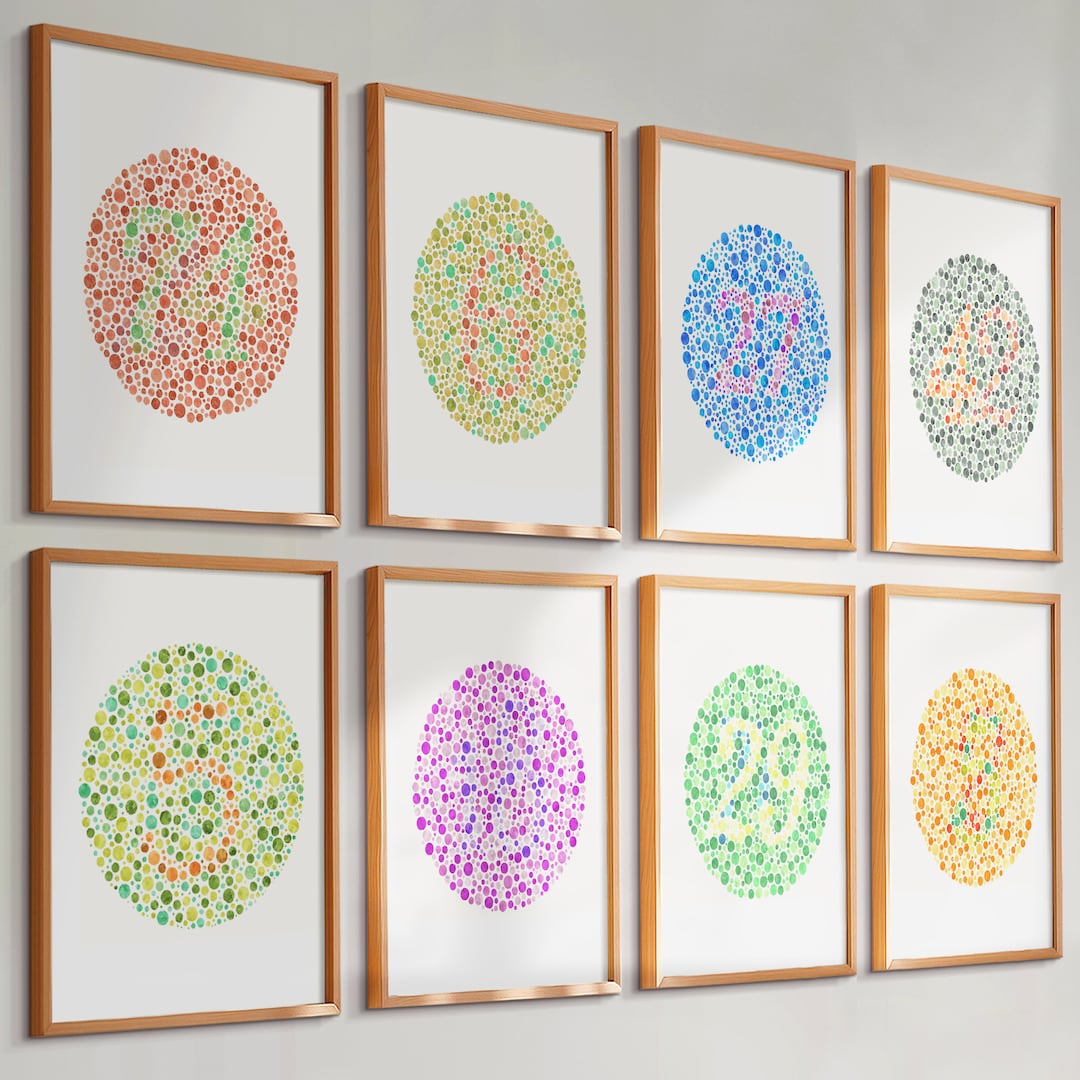 8 Ishihara Test Posters Color Blindness Diagnostic Ophthalmology Art ...
