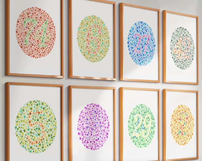 11 Ishihara Test Cards for Testing Colour Blindness Watercolor Blots ...
