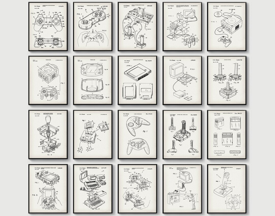 20 Game Room Decor Gamer Gift Video Gaming Patent Prints First ...