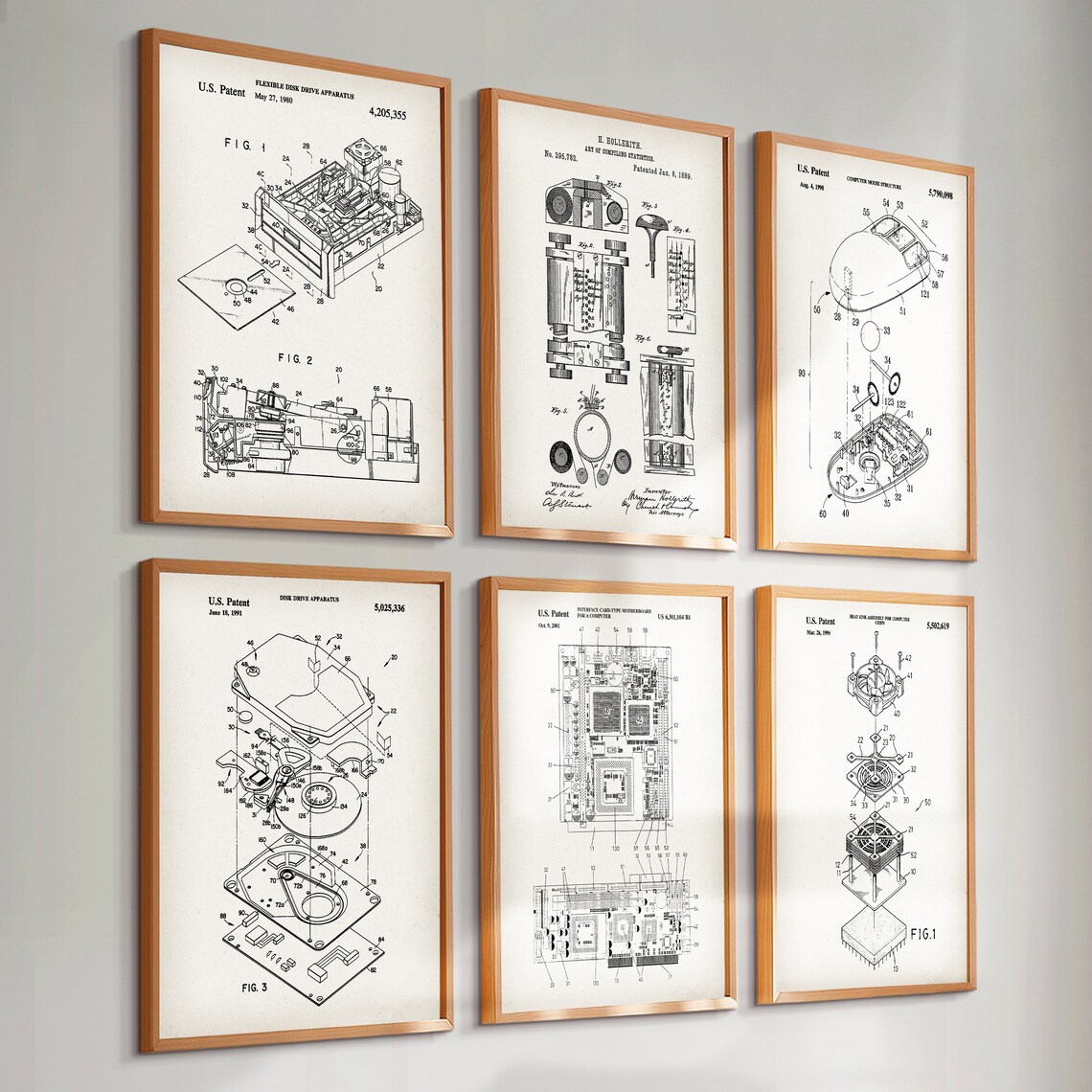 6 Computer Patent Prints Desktop Blueprint Server Art Programmer Gift ...