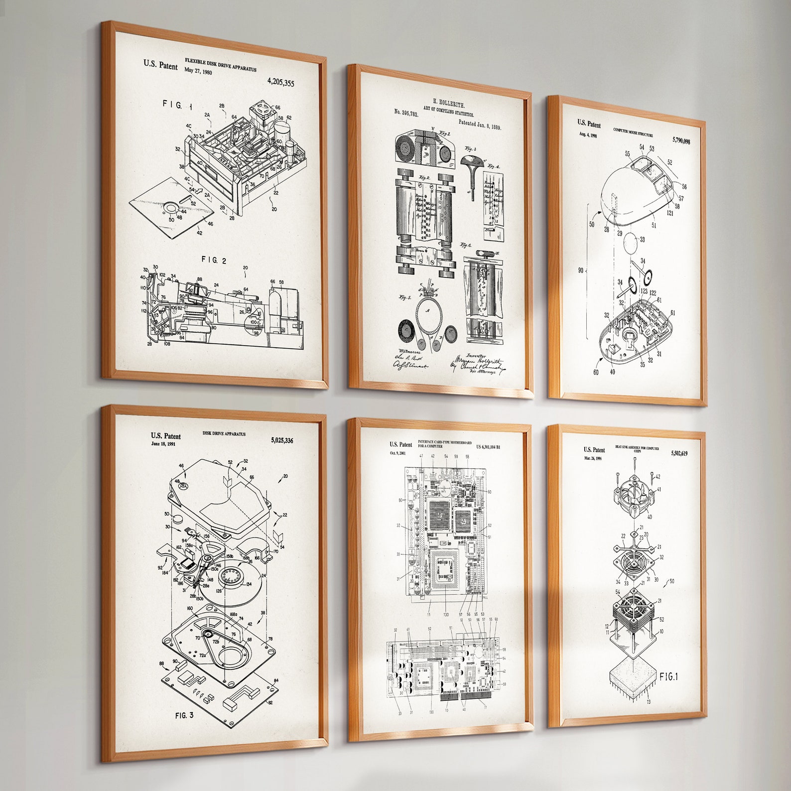 6 Computer Patent Prints Desktop Blueprint Server Art Programmer Gift ...
