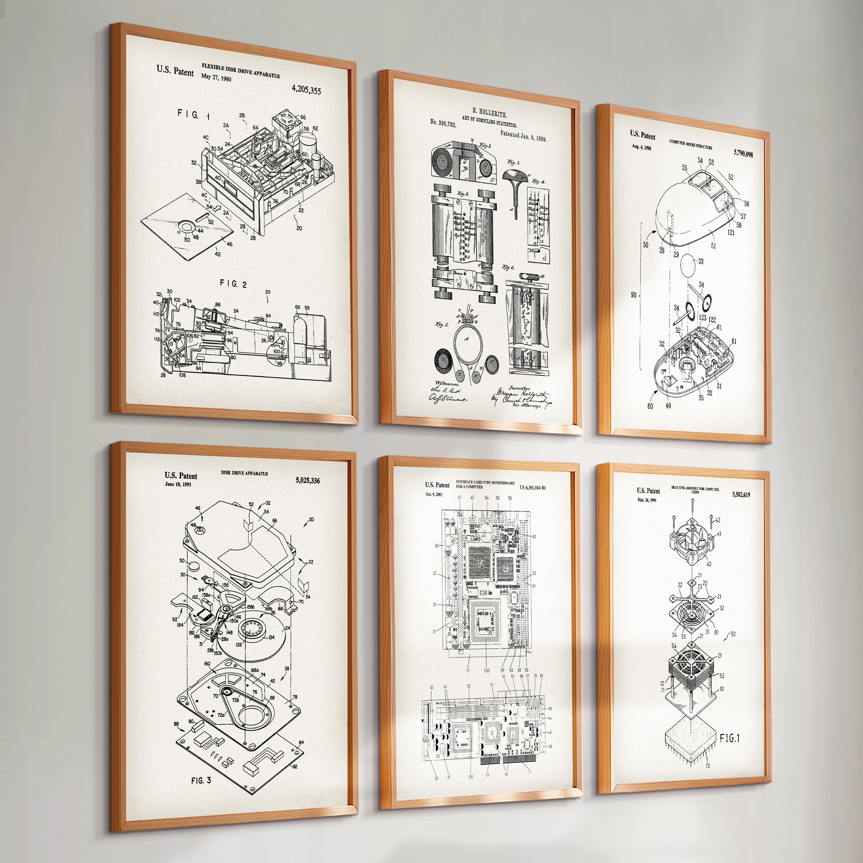 6 Computer Patent Prints Desktop Blueprint Server Art Programmer Gift ...