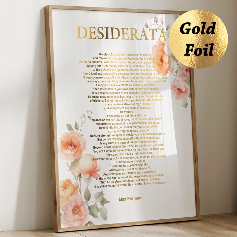 Desiderata Poem by Max Ehrmann Verse Art Lyrics Art Literature Poster ...