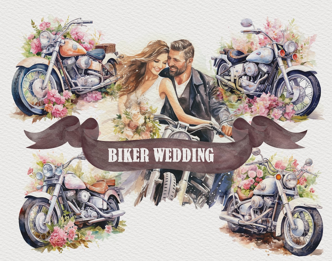 5 Biker Wedding Clipart Motorcycle Clipart Motorbike PNG Biker Couple Clipart Adventure Wedding ...