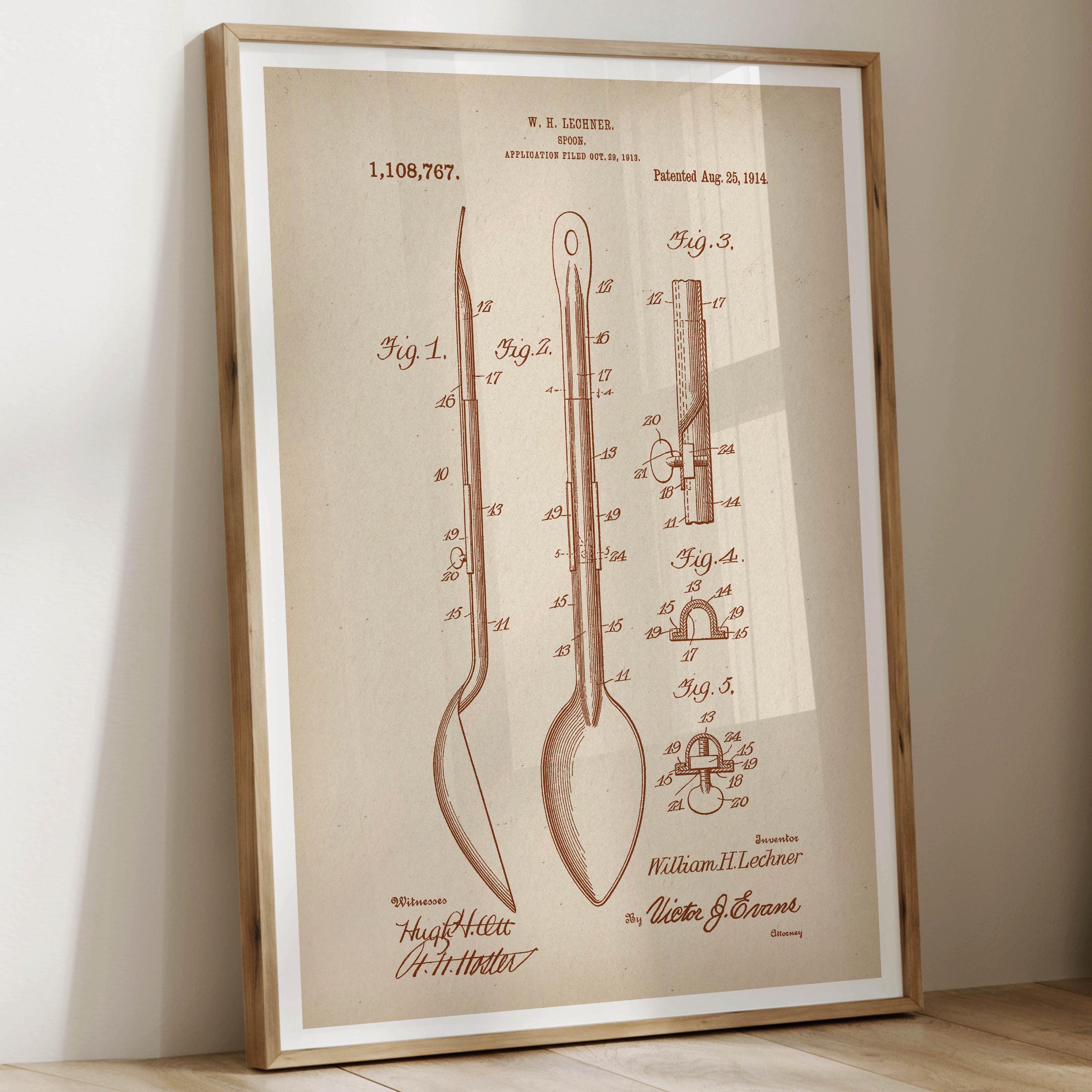 6 Vintage Kitchen Patent Prints Chef Tools Blueprint Kitchen Wall Decor ...