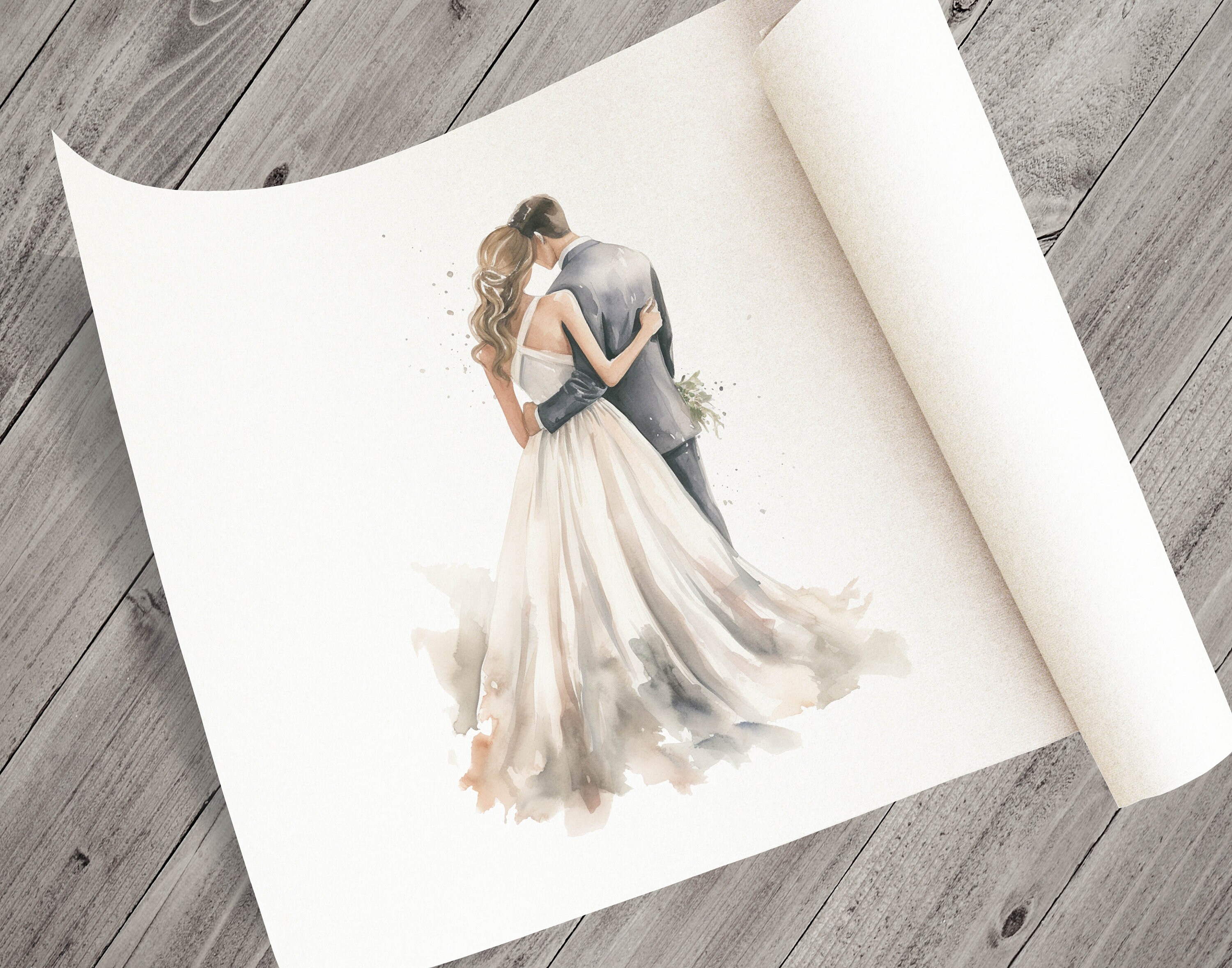 5 Wedding Clipart Walking Bride and Groom Painting Bridal Designs ...