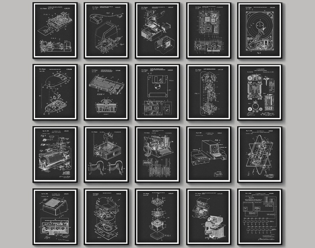 20 Vintage Personal Computer Patent Prints First PC Blueprint Desktop ...