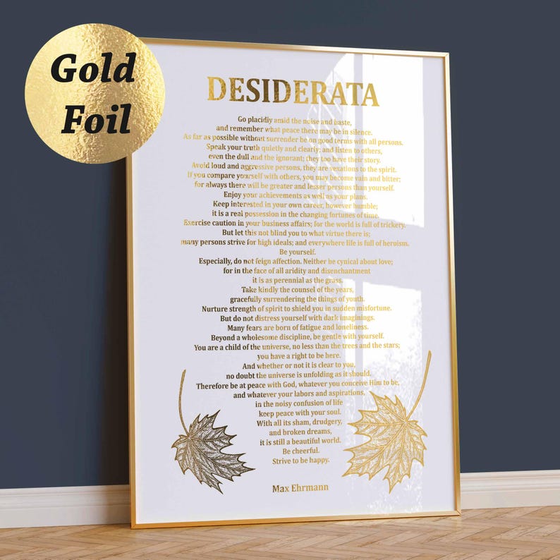 Desiderata Art Famous Poem Print Classic Literature Poster ...