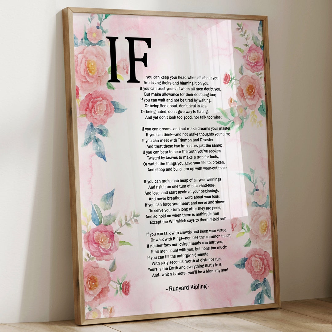 IF Poem, IF Rudyard Kipling, Poem Art, Verse Art, Literature Poster ...