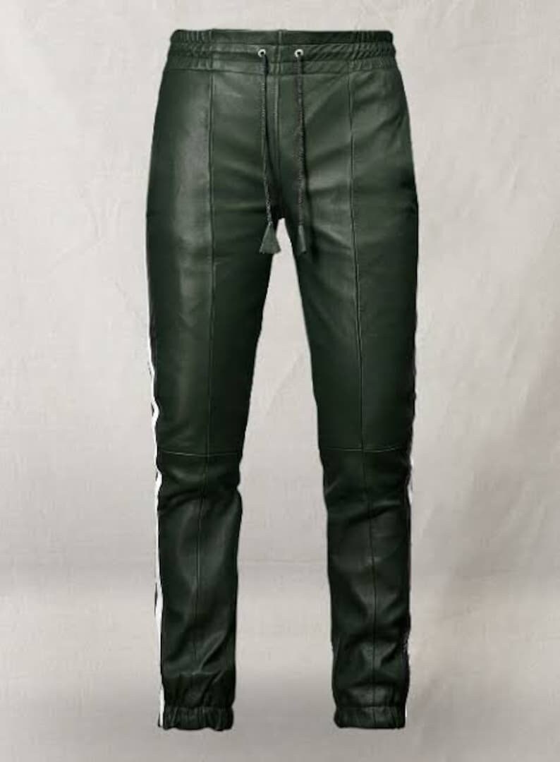 Nick Jonas MTV Video Music Awards Olive Green Leather Tracksuit Set / Leather Jacket and Jogger ...