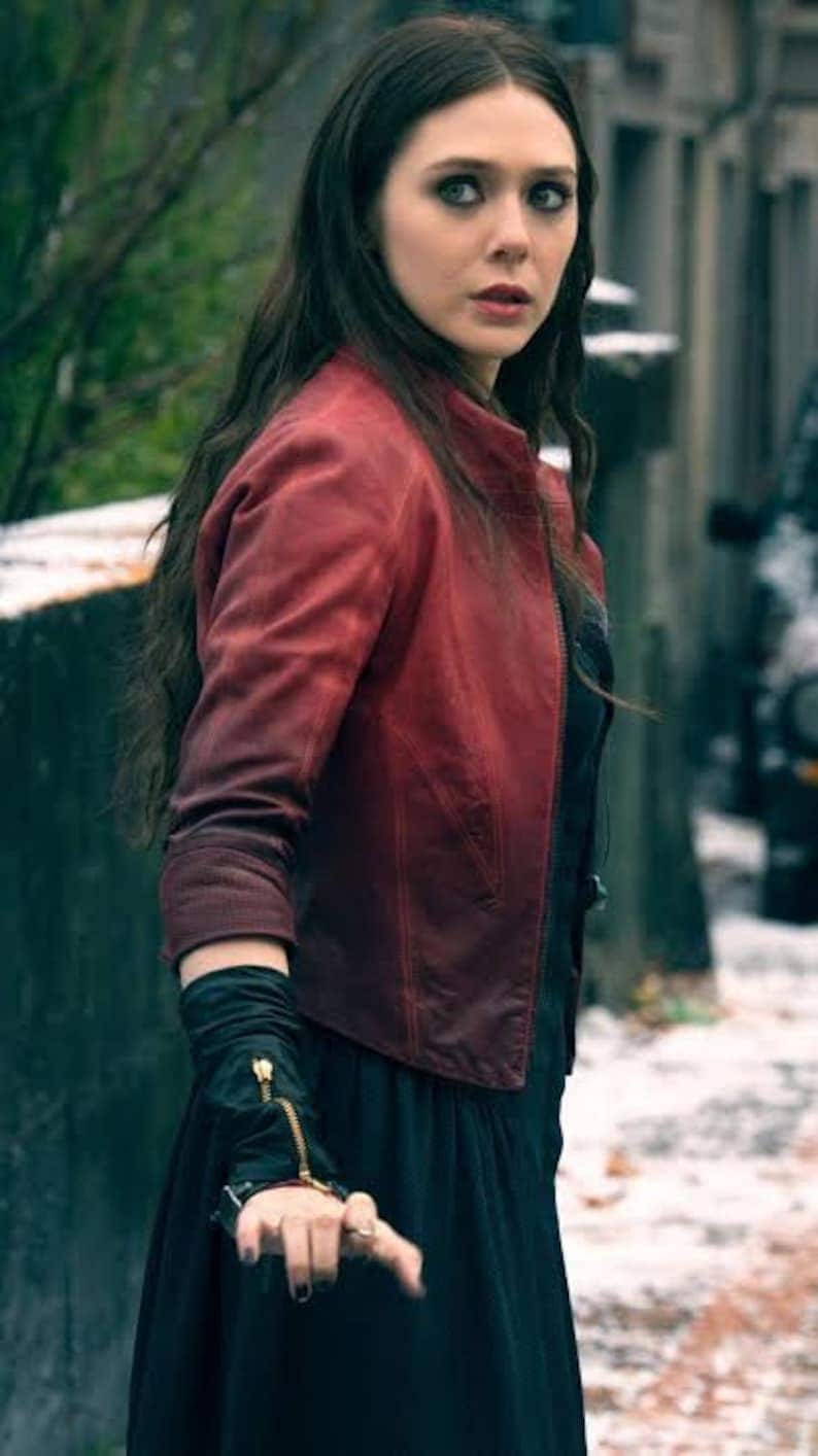 Wanda Maximoff "avengers - Age of Ultron" Red Leather Jacket ...
