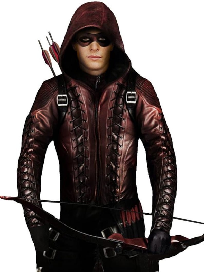 Red Arrow Roy Harper Arsenal Leather Jacket With Hoodie - Superhero ...